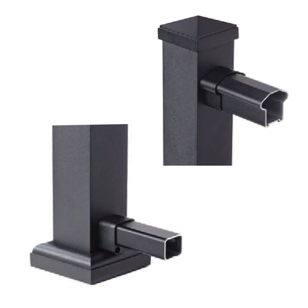 Black Aluminum Rail End Mounting Bracket | Nuvo Iron