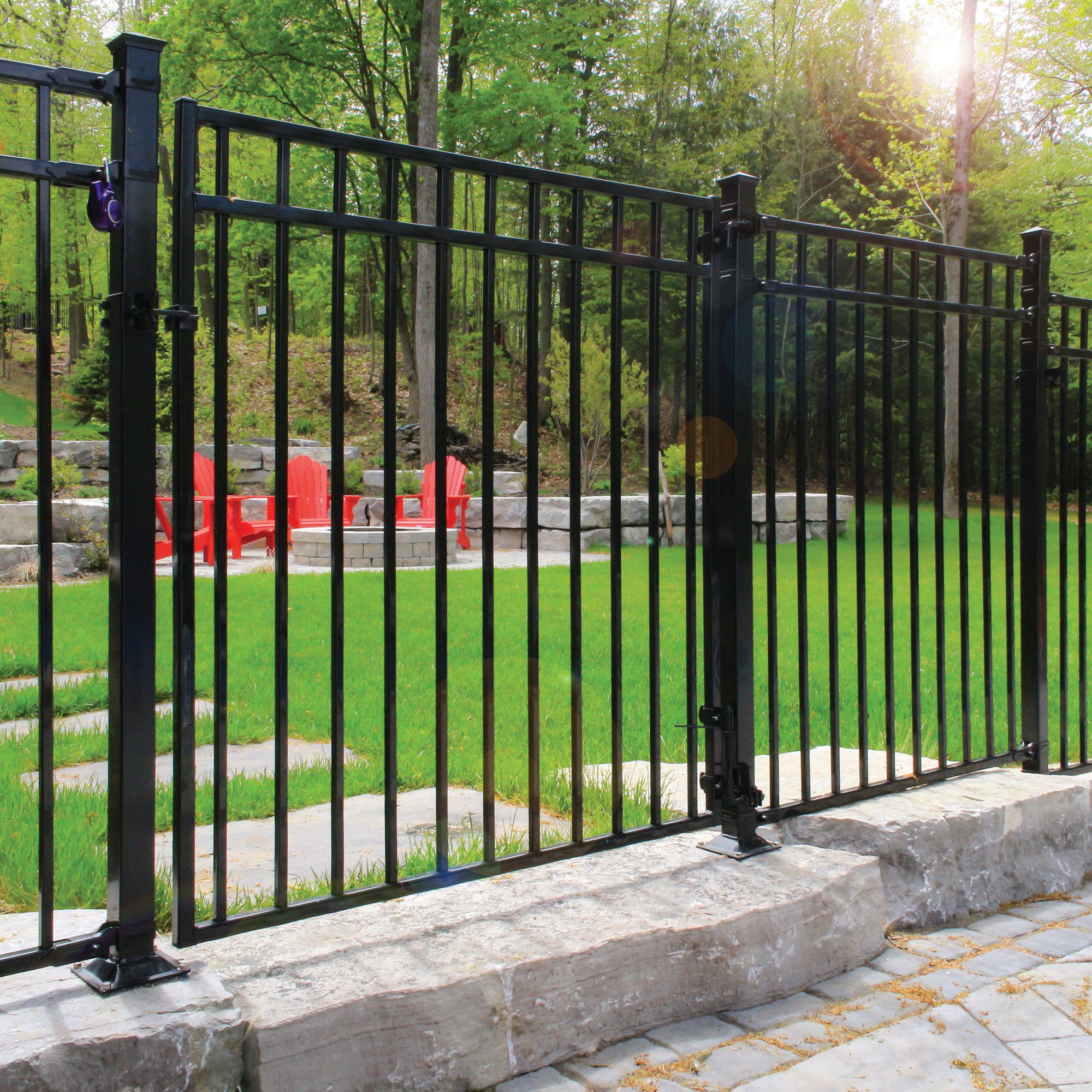 2" x 2" x 66" Iron Fence Surface Mount Post | Nuvo Iron