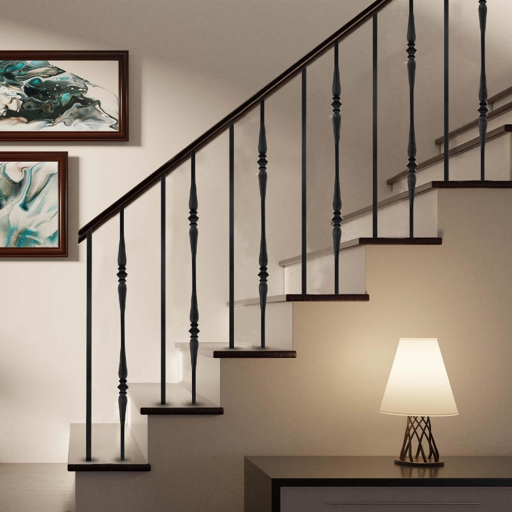 Interior Stair Baluster | Style: Double Collar and Spoon (1 pc) | Nuvo Iron