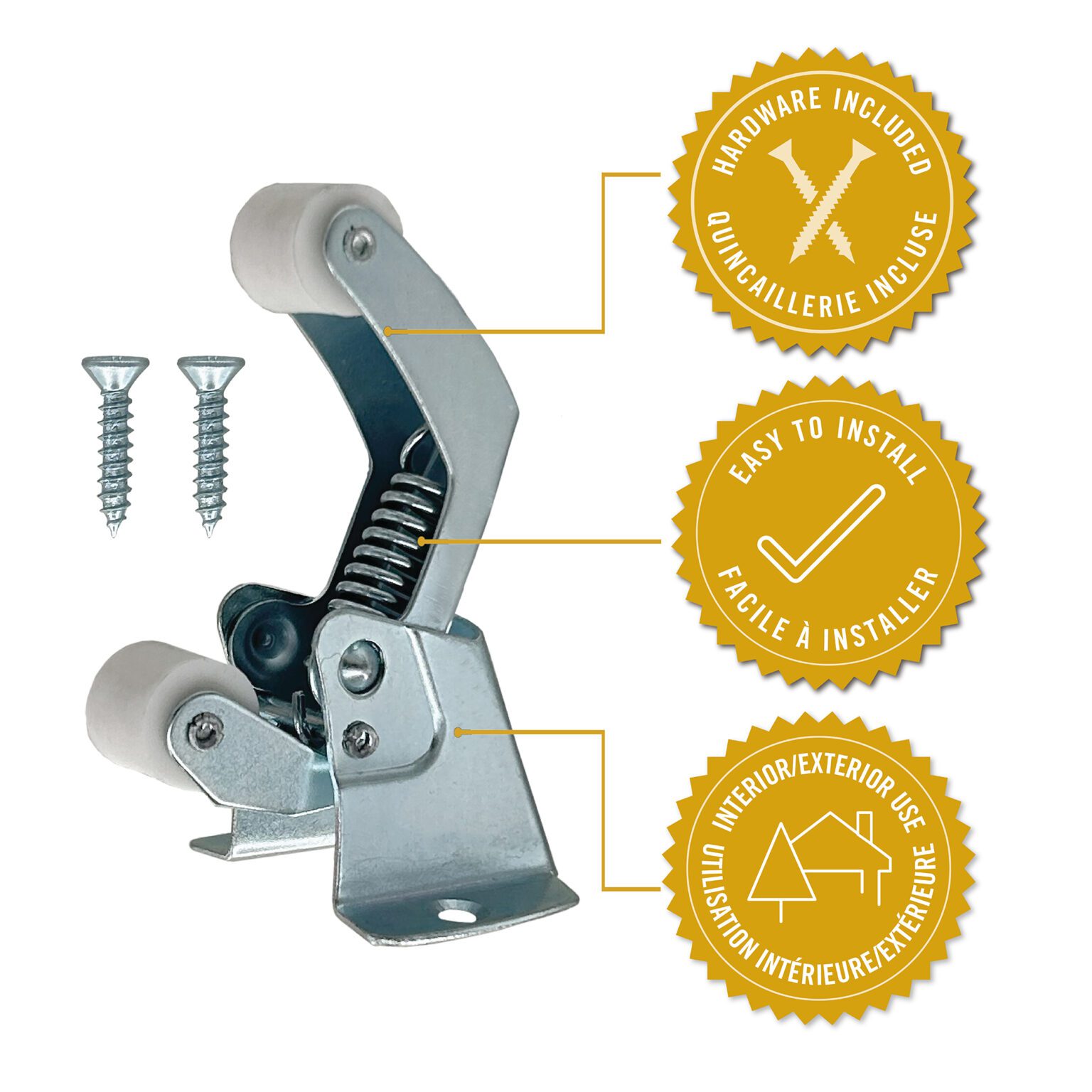 Screen Door Spring-Loaded Catch | Zinc Plated Finish | Nuvo Iron