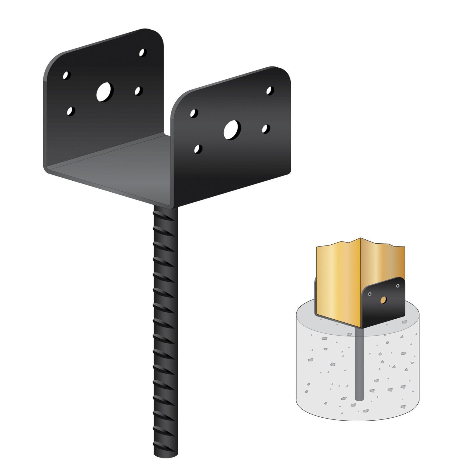 4" x 4" Post Support Decorative Saddle Bracket | Black Galvanized Steel ...